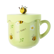 MINISO Bee Series Ceramic Mug with Cover 400mL - Yellow